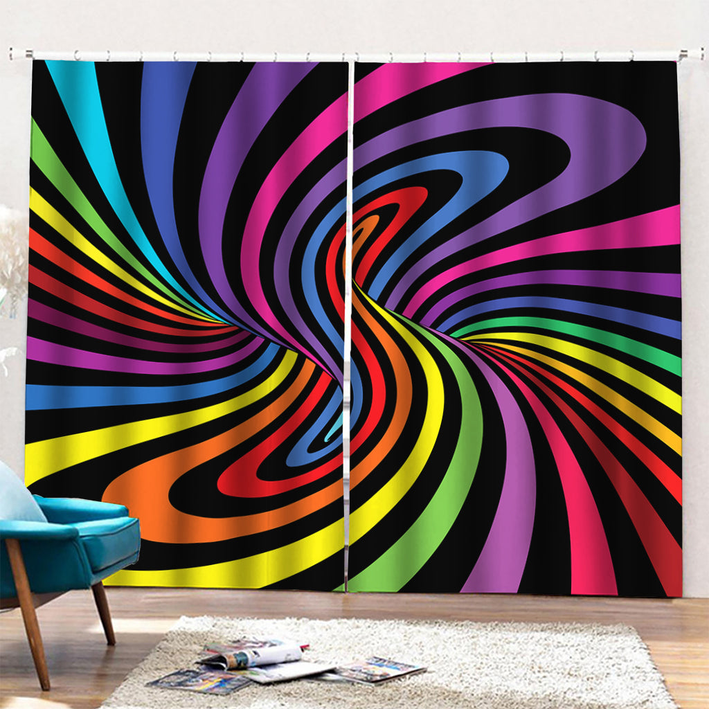 Rainbow Torus Psychedelic Print Pencil Pleat Curtains – GearFrost
