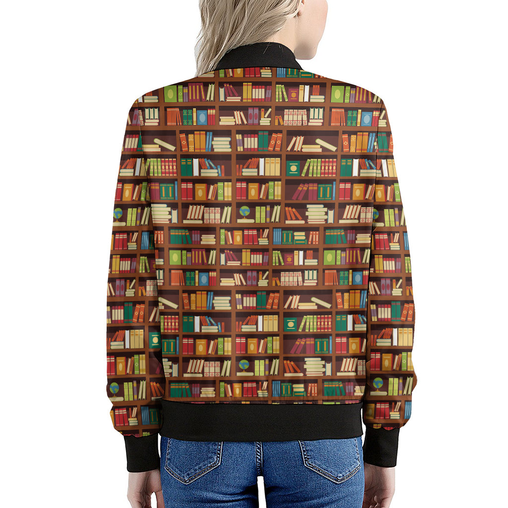 Reading Library Pattern Print Women's Bomber Jacket – GearFrost