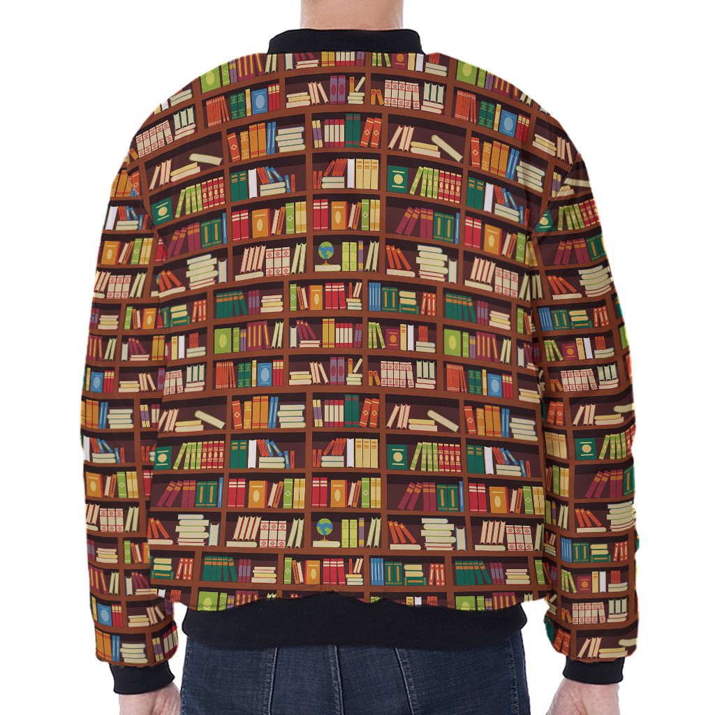 Reading Library Pattern Print Zip Sleeve Bomber Jacket – GearFrost
