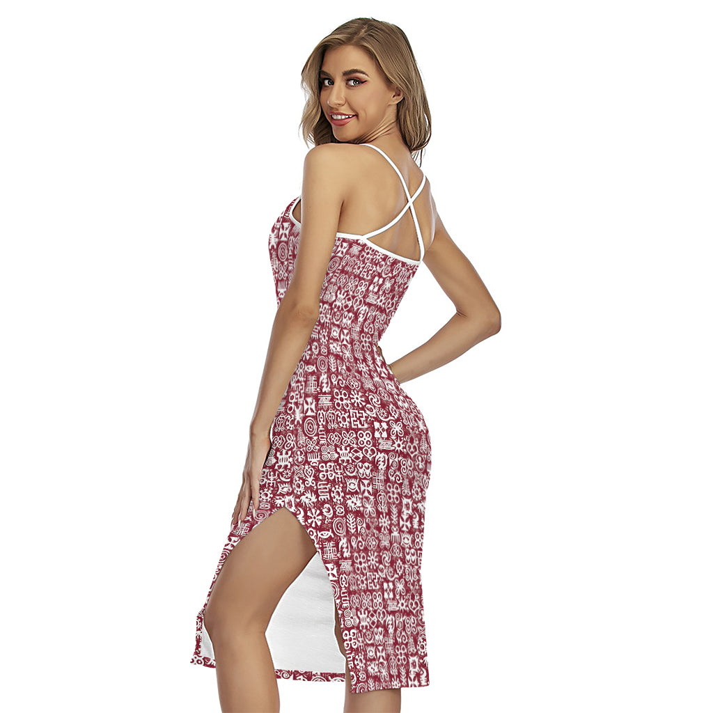 Red African Adinkra Tribe Symbols Cross Back Cami Dress – GearFrost
