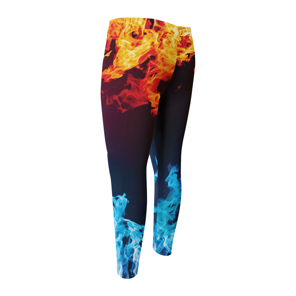 Red And Blue Fire Print Men's Compression Pants – GearFrost