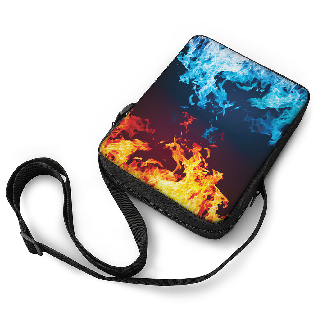 Red And Blue Fire Print Rectangular Crossbody Bag – GearFrost