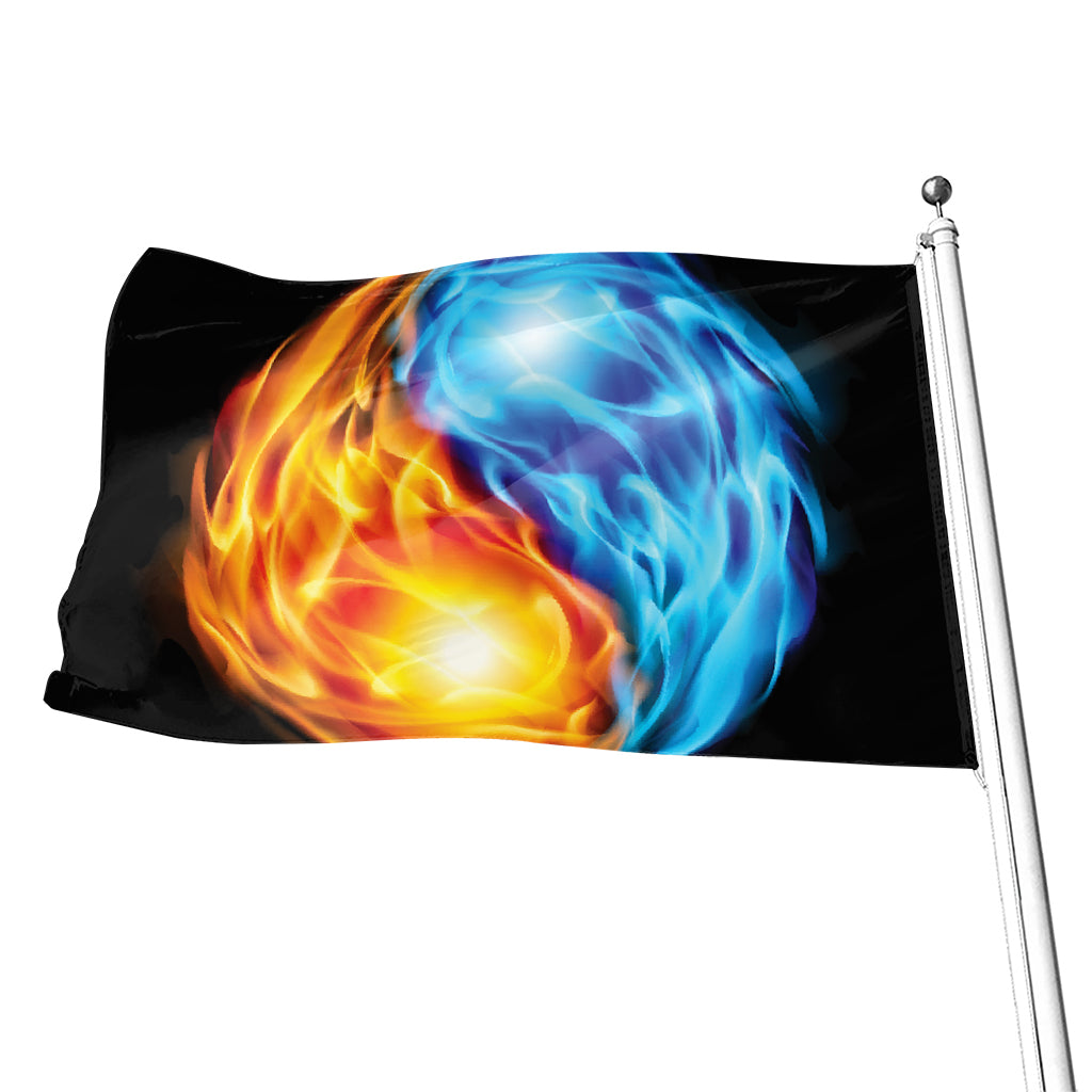 Red And Blue Fire Yin Yang Print Flag – GearFrost