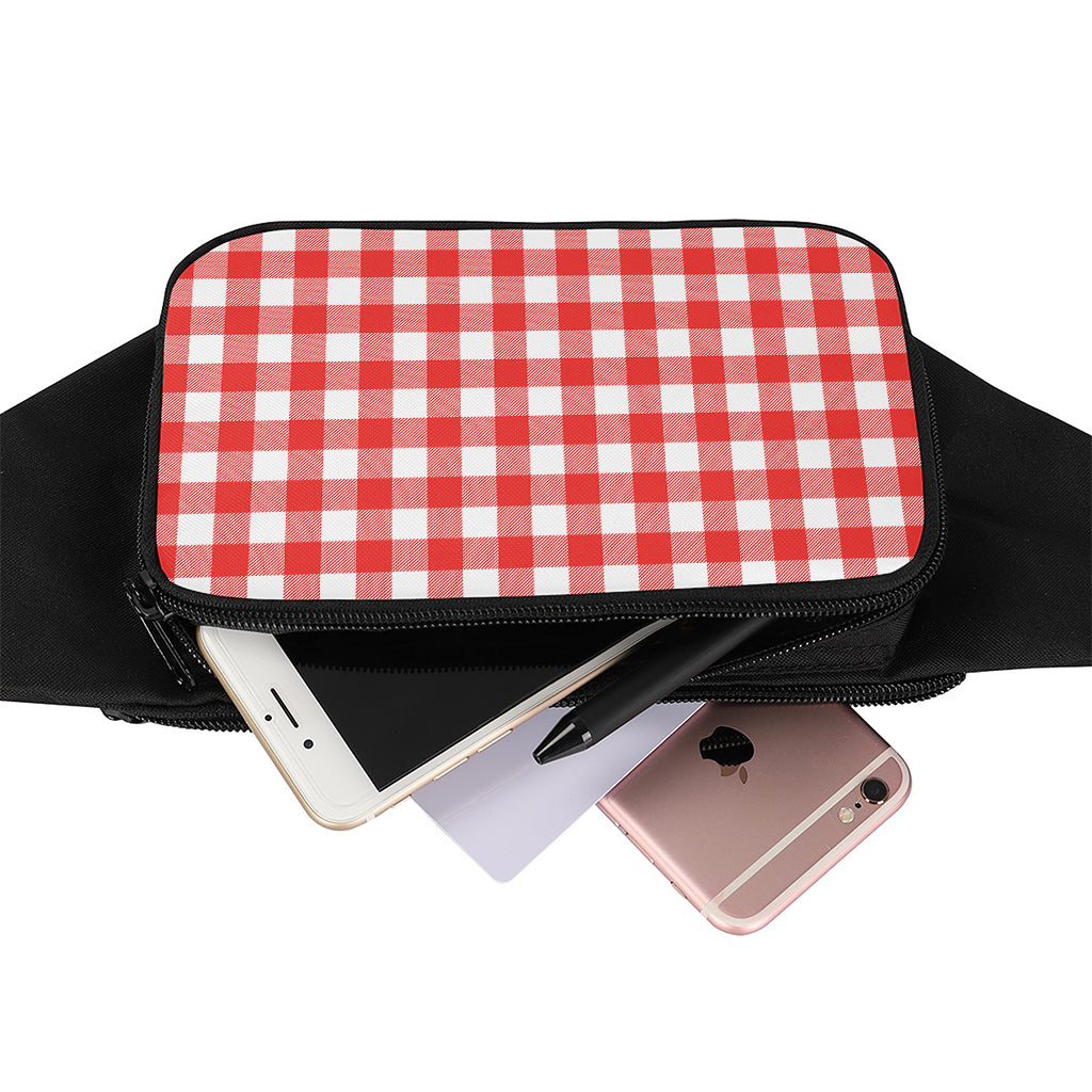 Red And White Buffalo Check Print Waist Bag – GearFrost