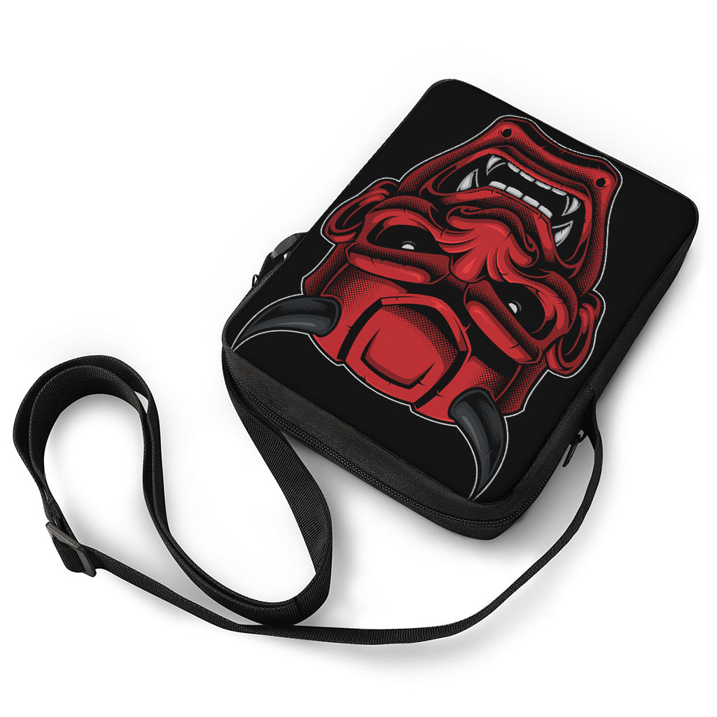 Red Japanese Demon Mask Print Rectangular Crossbody Bag – GearFrost