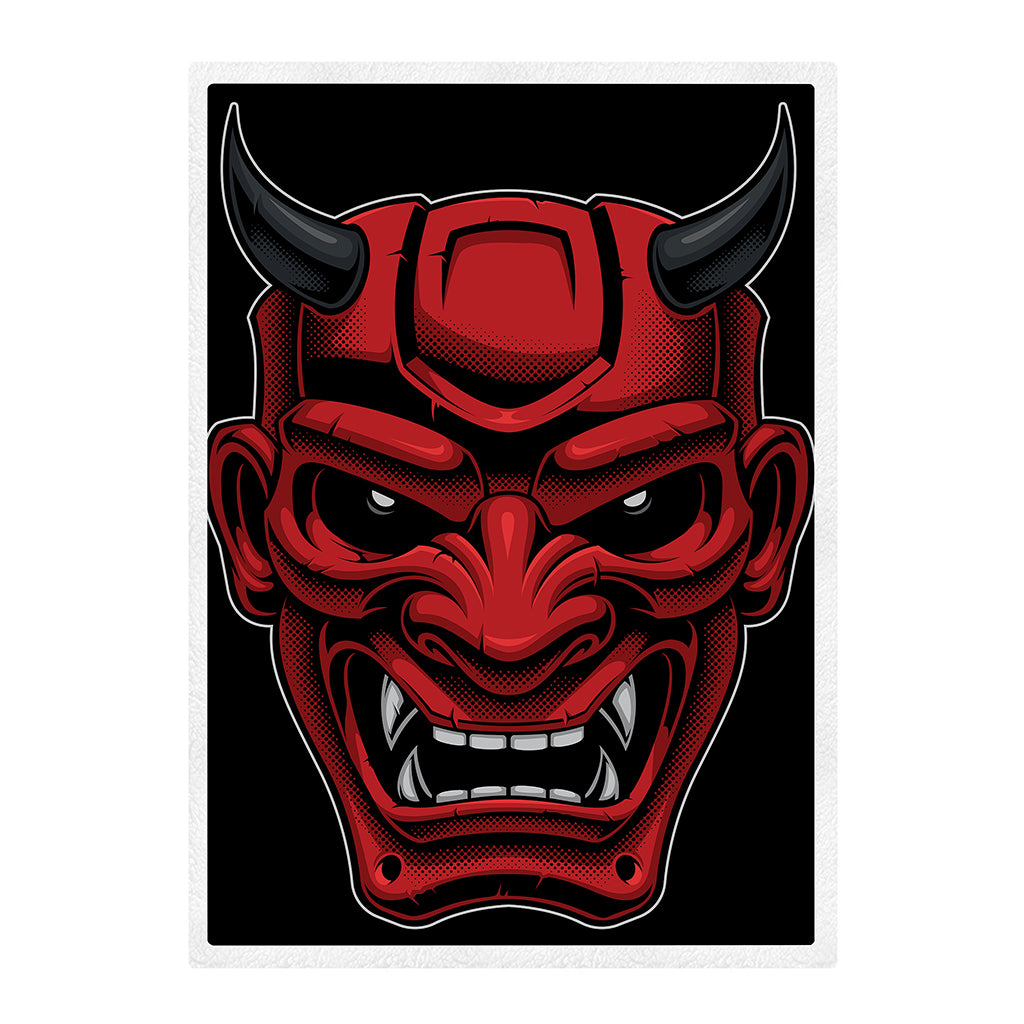 Red Japanese Demon Mask Print Sherpa Blanket – GearFrost