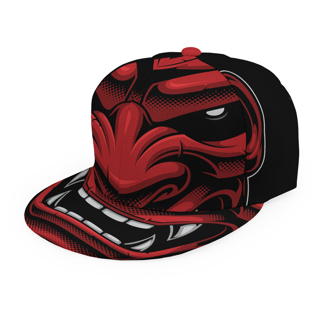 Red Japanese Demon Mask Print Snapback Cap – GearFrost