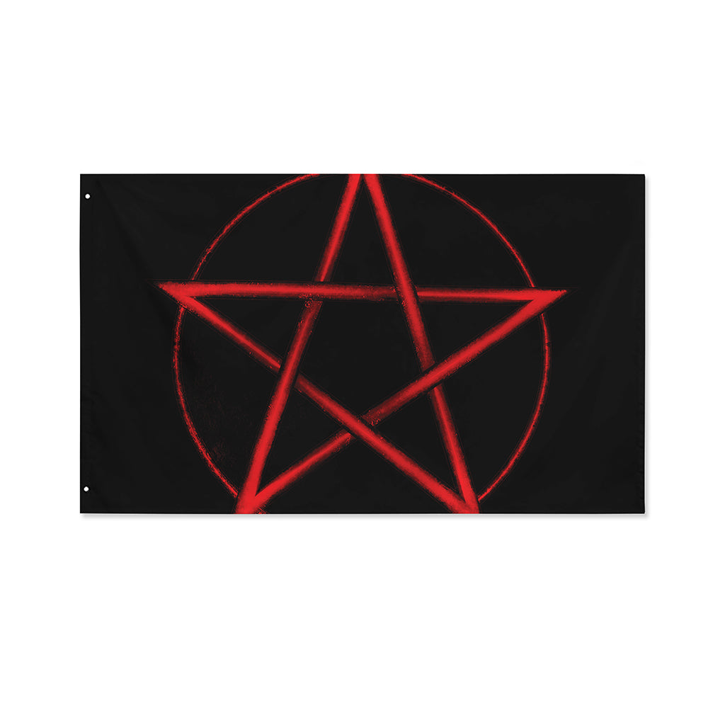 Red Pentagram Symbol Print Polyester Flag – GearFrost