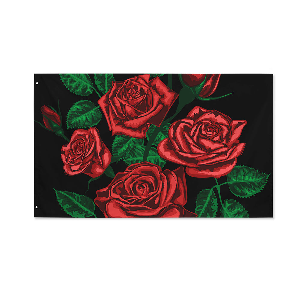 Red Roses Tattoo Print Polyester Flag – GearFrost
