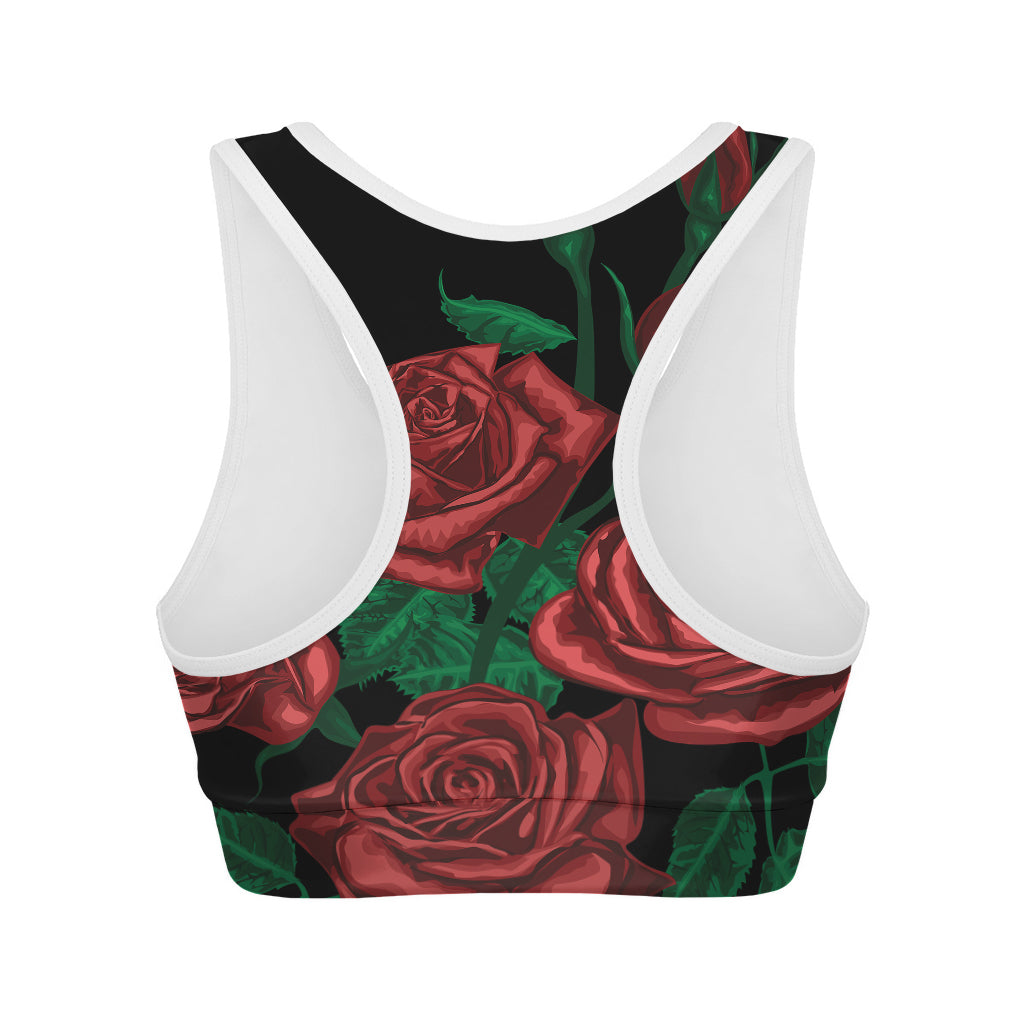 Red Roses Tattoo Print Women's Sports Bra – GearFrost