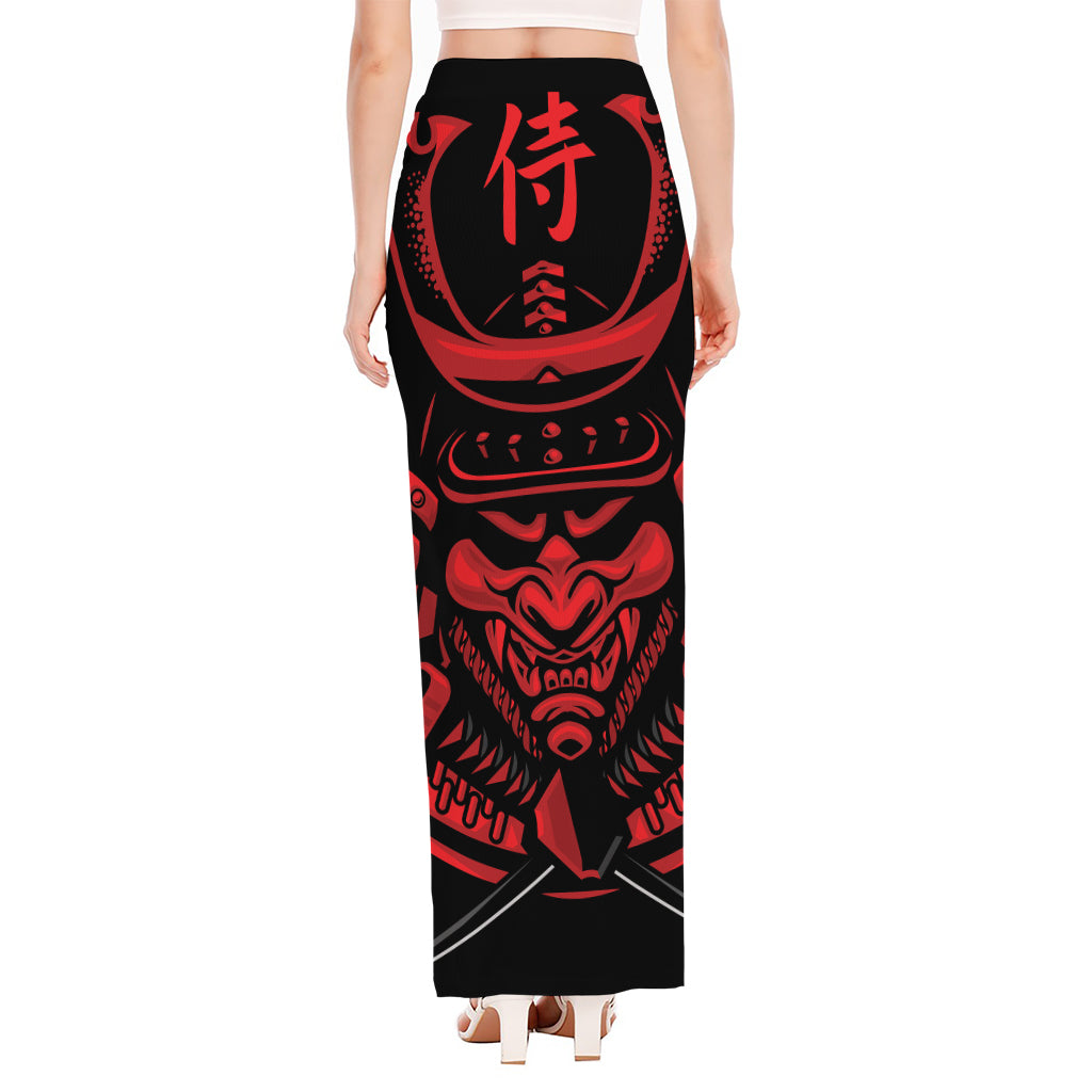 Red Samurai Mask Print High Slit Maxi Skirt – GearFrost