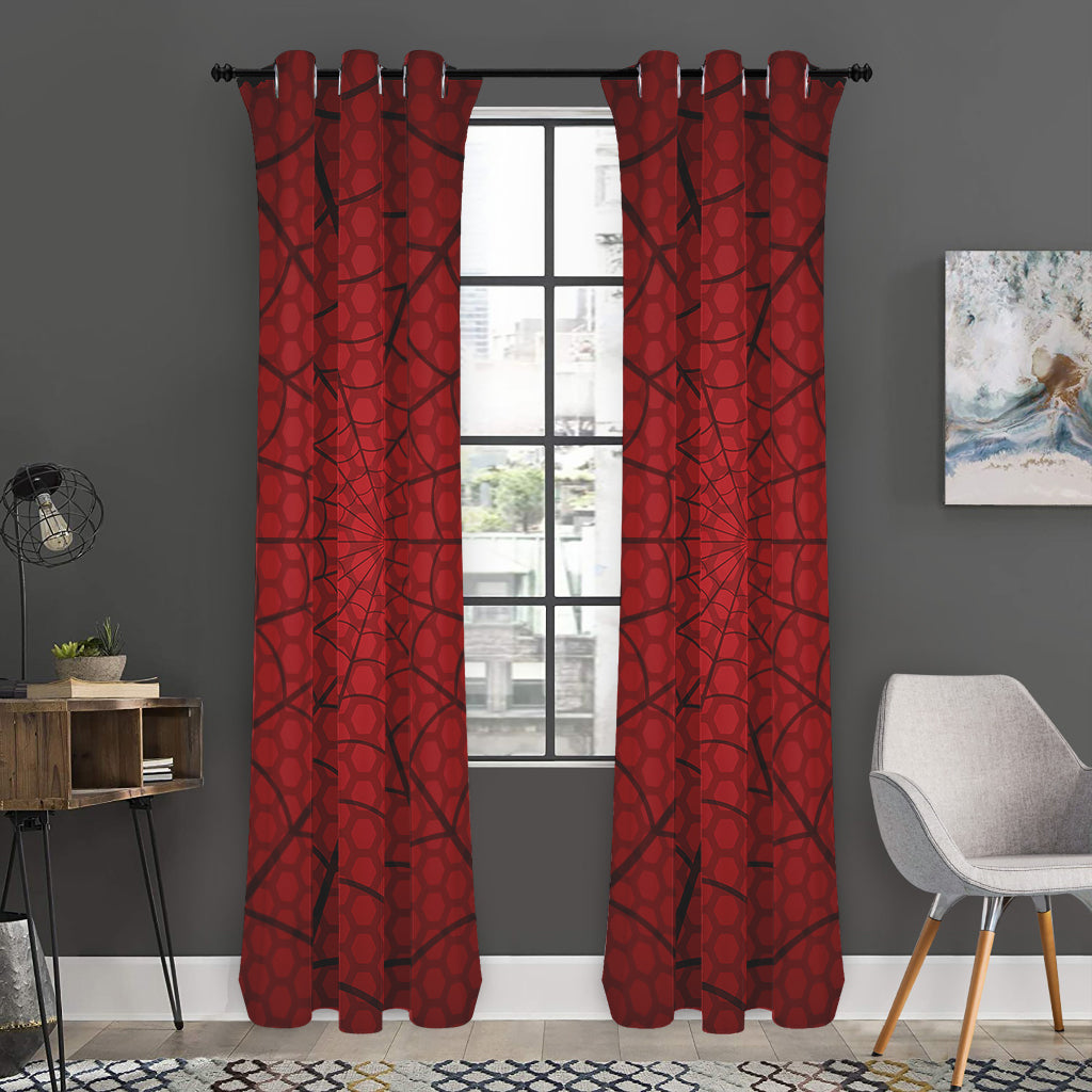 Red Spider Web Print Grommet Curtain Panels – GearFrost