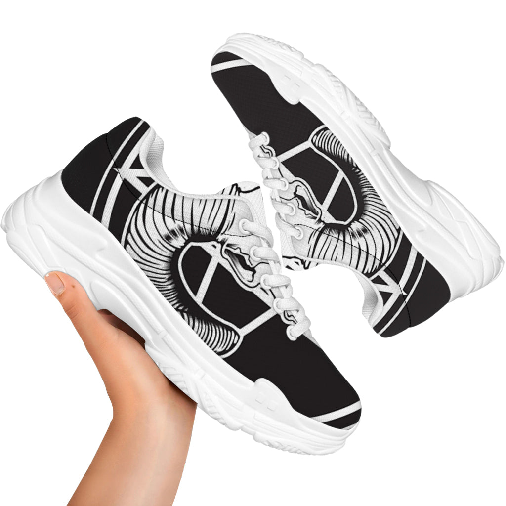 Satan Goat Skull Pentagram Print White Chunky Shoes – GearFrost