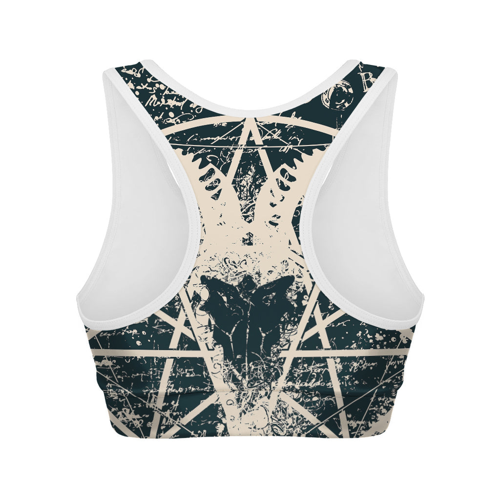 Satan Goat Skull Symbol Print Women's Sports Bra – GearFrost