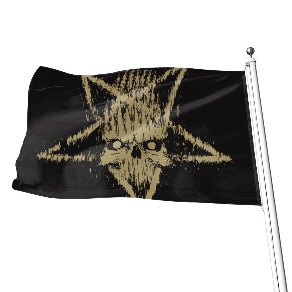 Satanic Pentagram Skull Print Flag – GearFrost