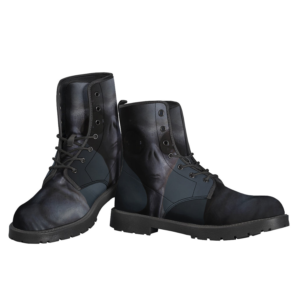 Scary Grey Alien 3D Print Lace-Up Boots – GearFrost