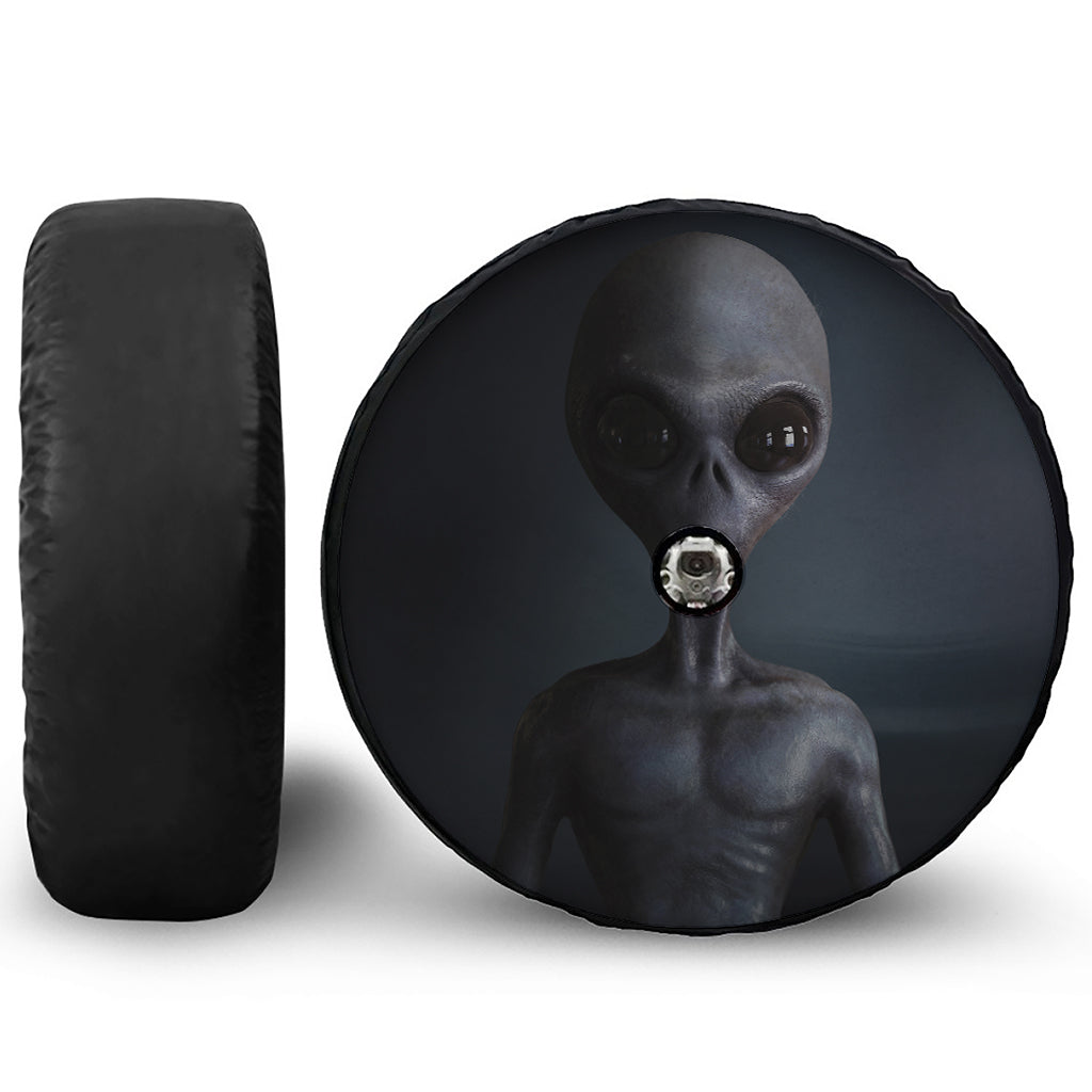 Scary Grey Alien 3D Print Tire Cover With Camera Hole – GearFrost