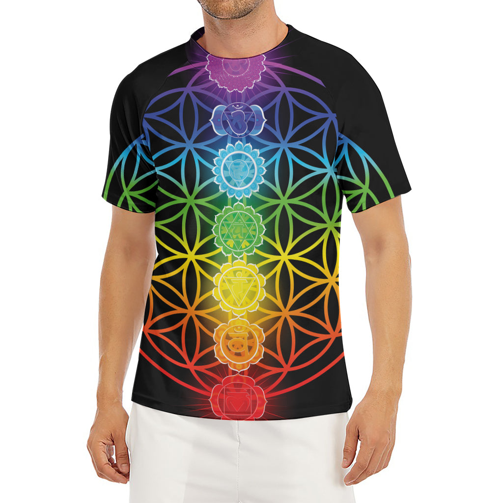 Seven Chakras Flower Of Life Print Men's Short Sleeve Rash Guard ...