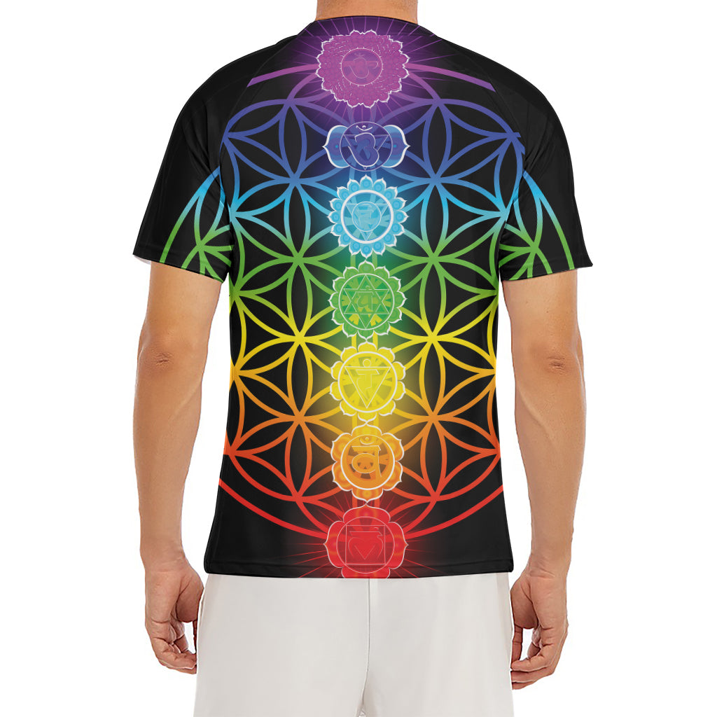 Seven Chakras Flower Of Life Print Men's Short Sleeve Rash Guard ...