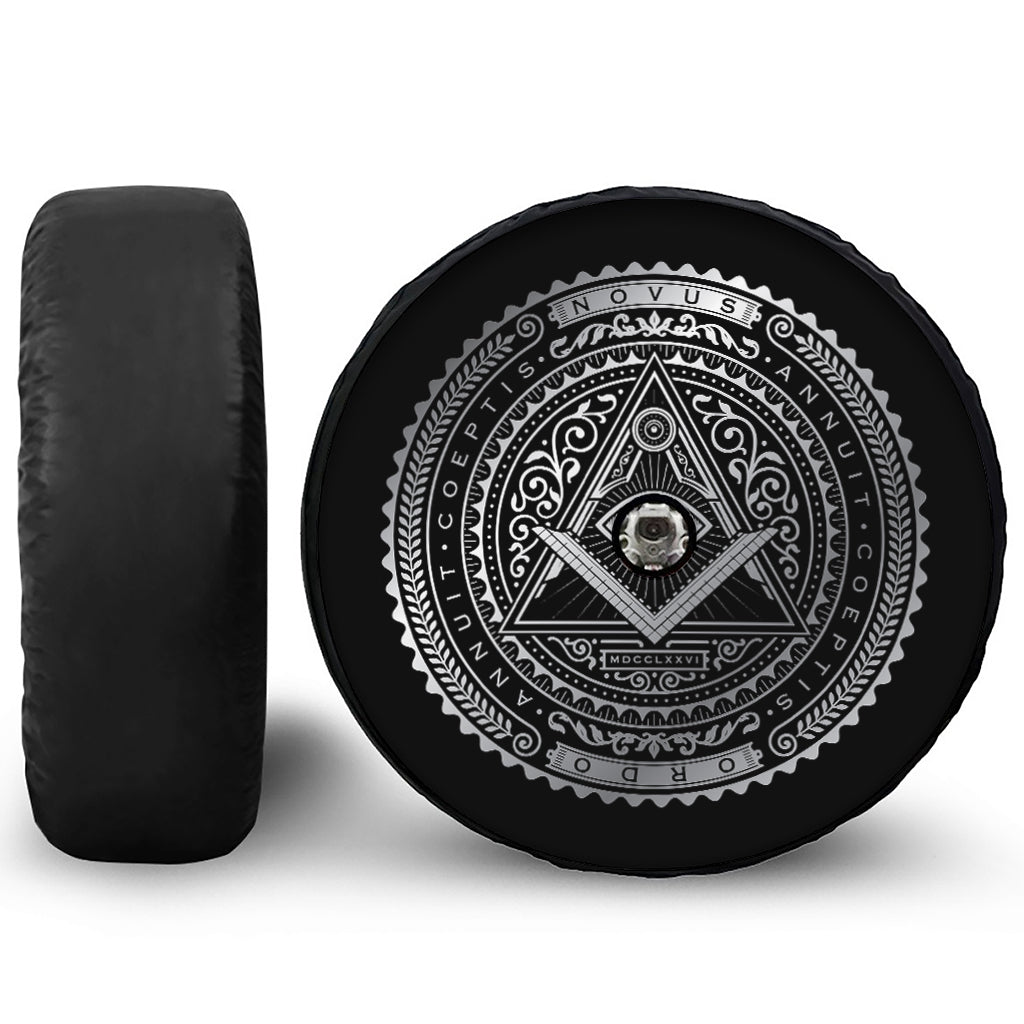 Silver And Black All Seeing Eye Print Tire Cover With Camera Hole ...