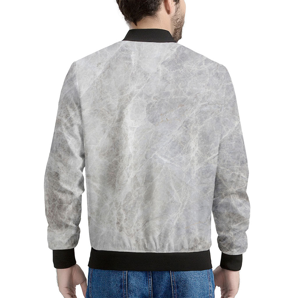 Silver Grey Marble Print Men's Bomber Jacket – GearFrost