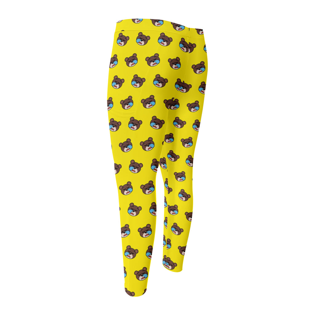 Sleeping Bear Emoji Pattern Print Men's Compression Pants – GearFrost