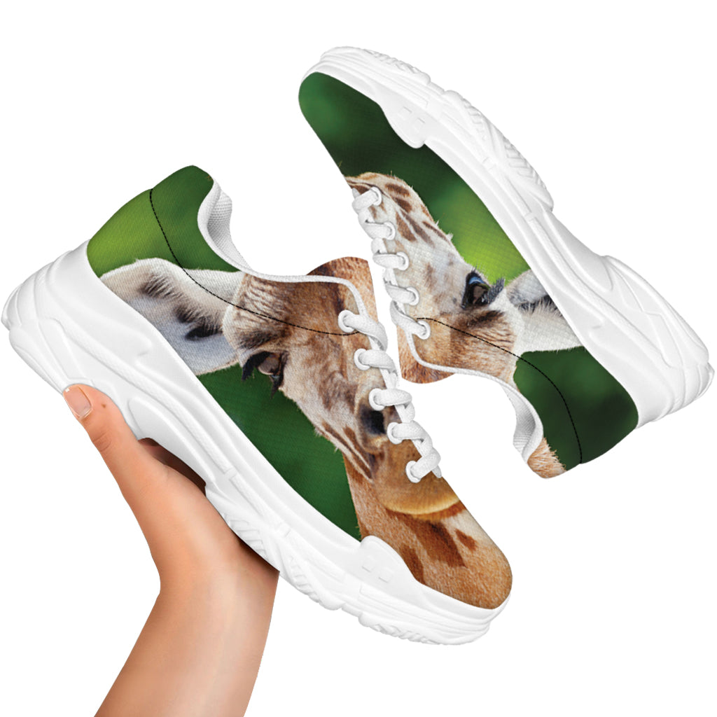 Smiley Face Giraffe Print White Chunky Shoes – GearFrost