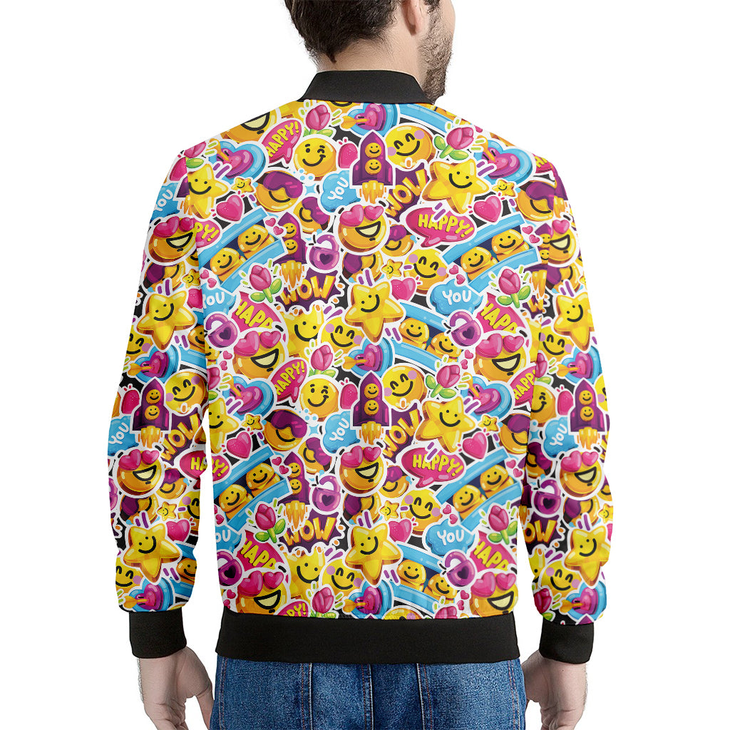 Smiley Faces Emoji Pattern Print Men's Bomber Jacket – GearFrost