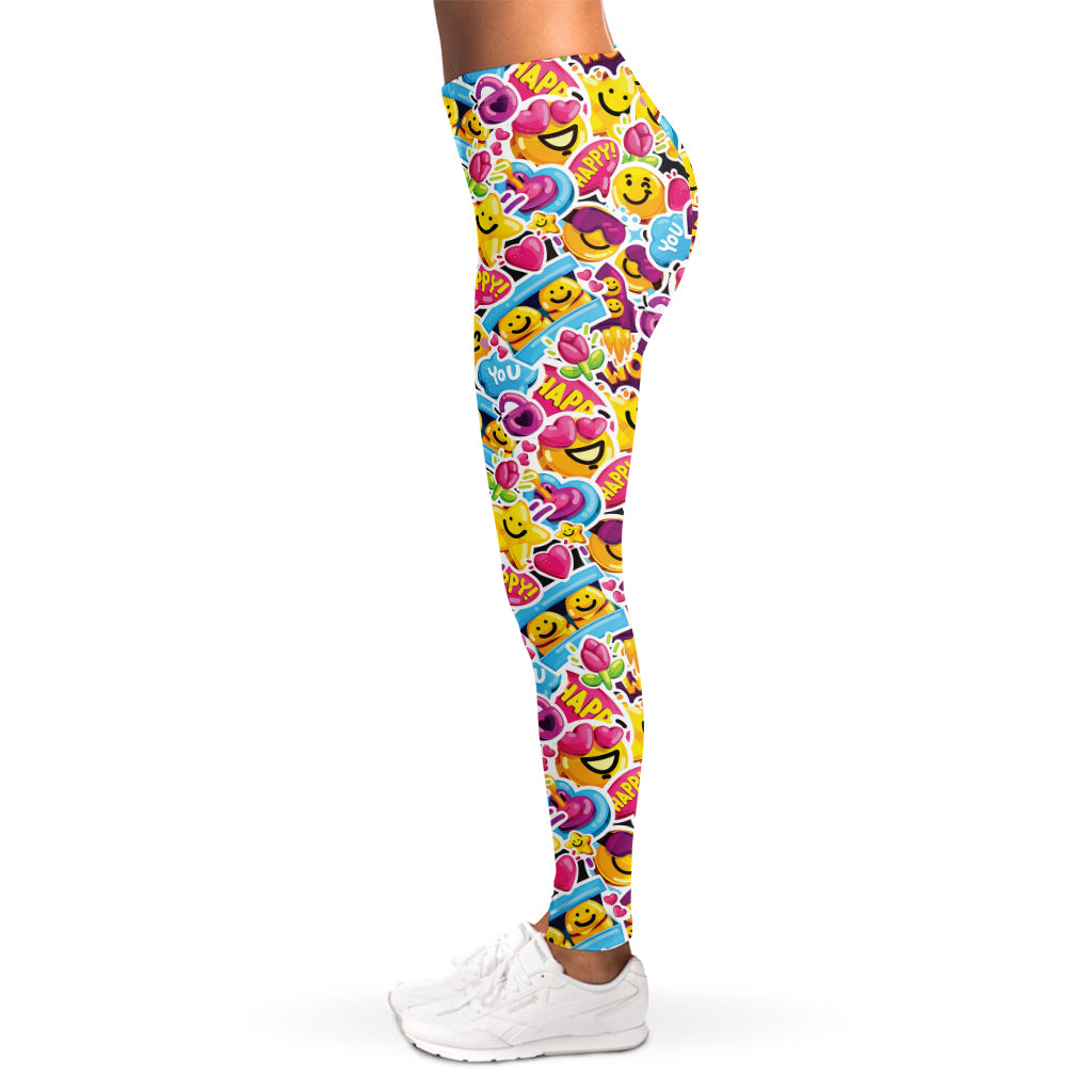 Smiley Faces Emoji Pattern Print Women's Leggings – GearFrost