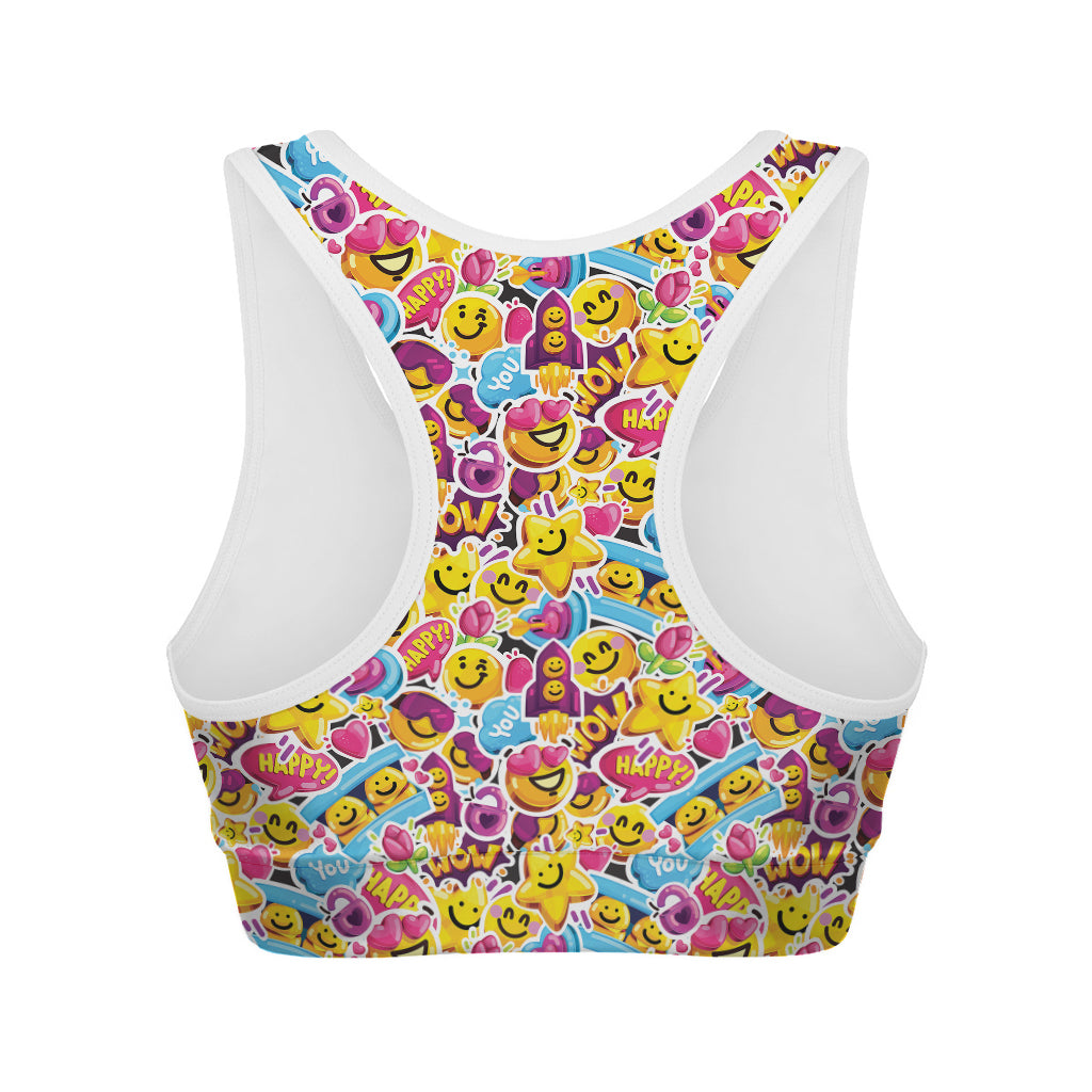Smiley Faces Emoji Pattern Print Women's Sports Bra – GearFrost