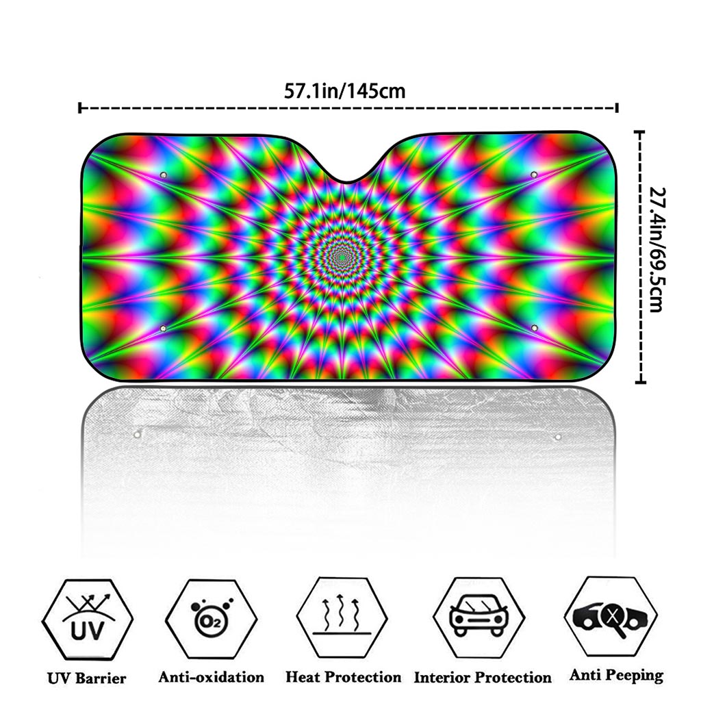 Spiky Psychedelic Optical Illusion Car Windshield Sun Shade – GearFrost
