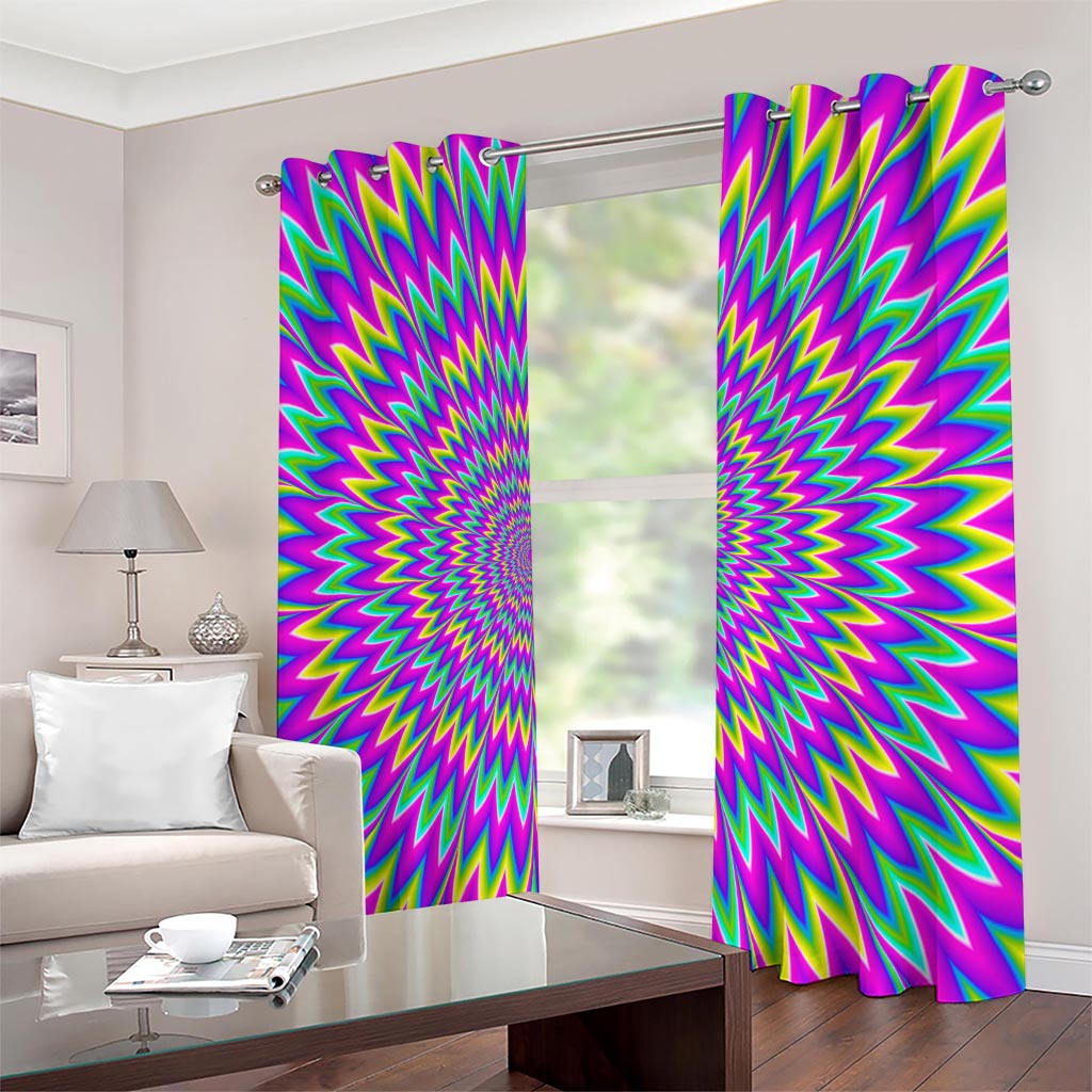 Spiky Spiral Moving Optical Illusion Extra Wide Grommet Curtains ...