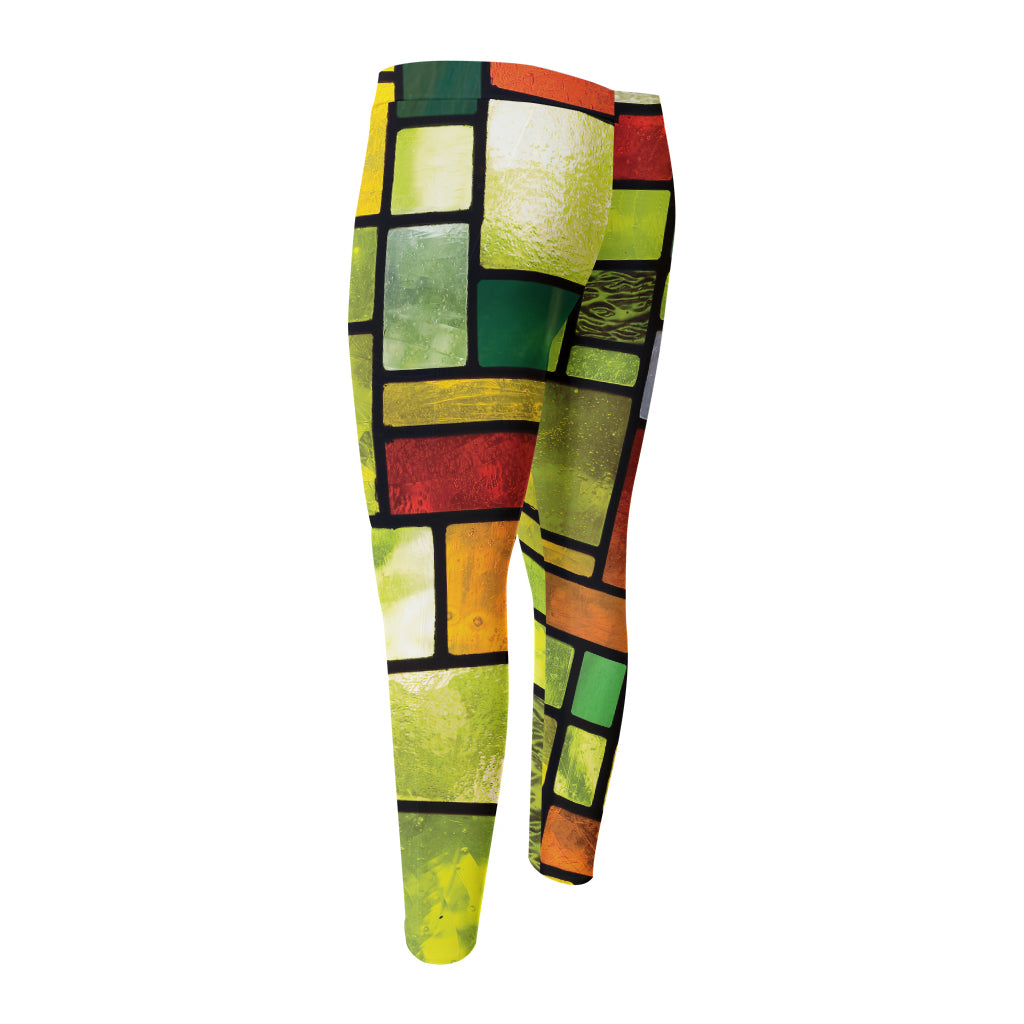Square Stained Glass Mosaic Print Men's Compression Pants – GearFrost