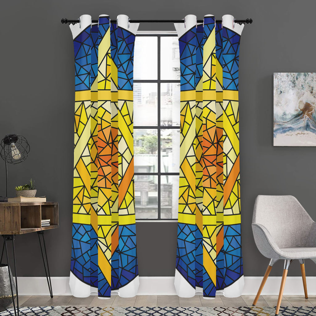 Stained Glass Star of David Print Grommet Curtain Panels – GearFrost