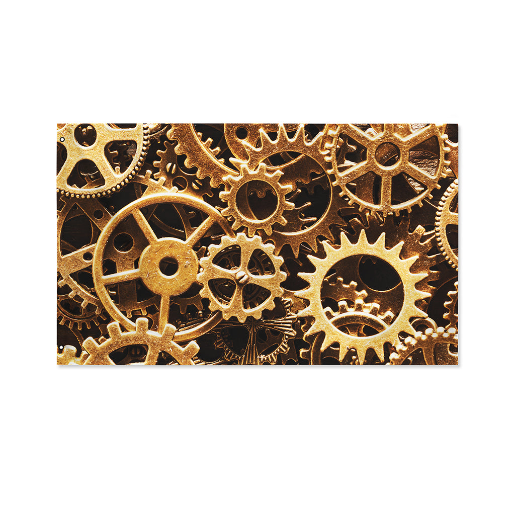 Steampunk Brass Cogs And Gears Print Polyester Flag – GearFrost