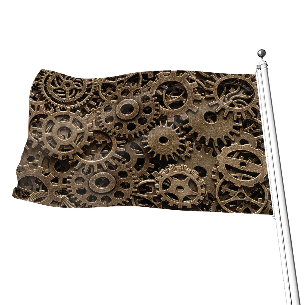 Steampunk Brass Gears And Cogs Print Flag – GearFrost