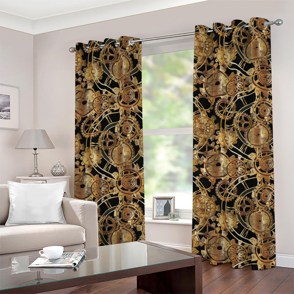 Steampunk Clock Gears Print Grommet Curtains – GearFrost