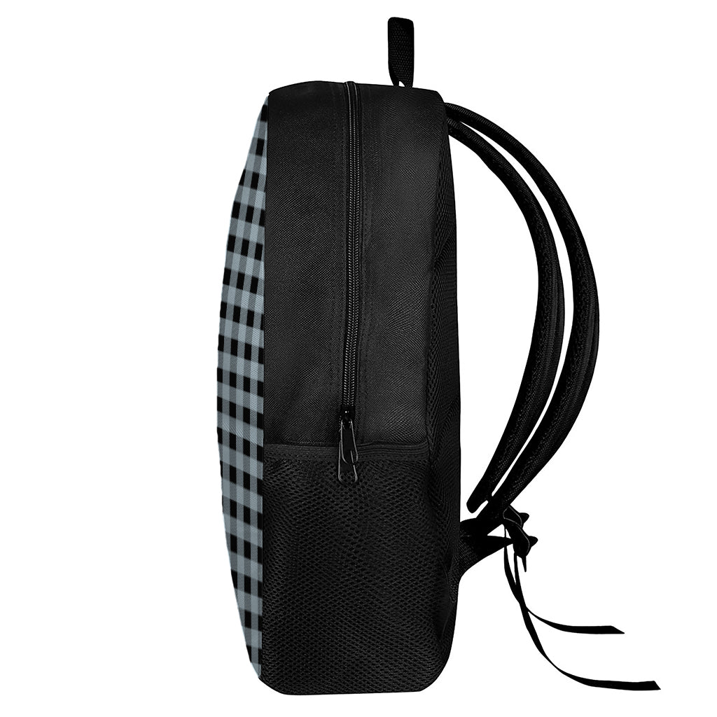 Steel Blue And Black Buffalo Check Print 17 Inch Backpack – GearFrost