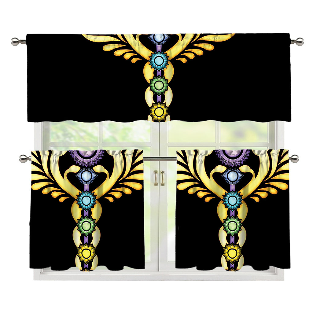 The Seven Chakras Caduceus Print 3 Piece Kitchen Curtains – GearFrost
