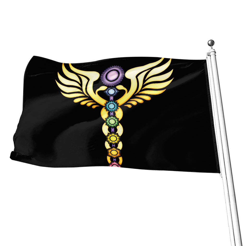 The Seven Chakras Caduceus Print Flag – GearFrost