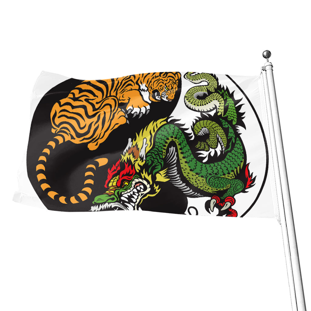 Tiger And Dragon Yin Yang Print Flag – GearFrost