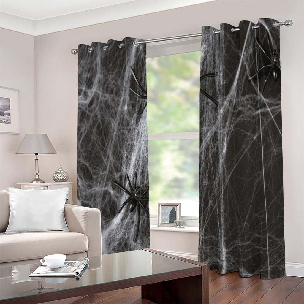 Toy Spiders And Cobweb Print Extra Wide Grommet Curtains – GearFrost