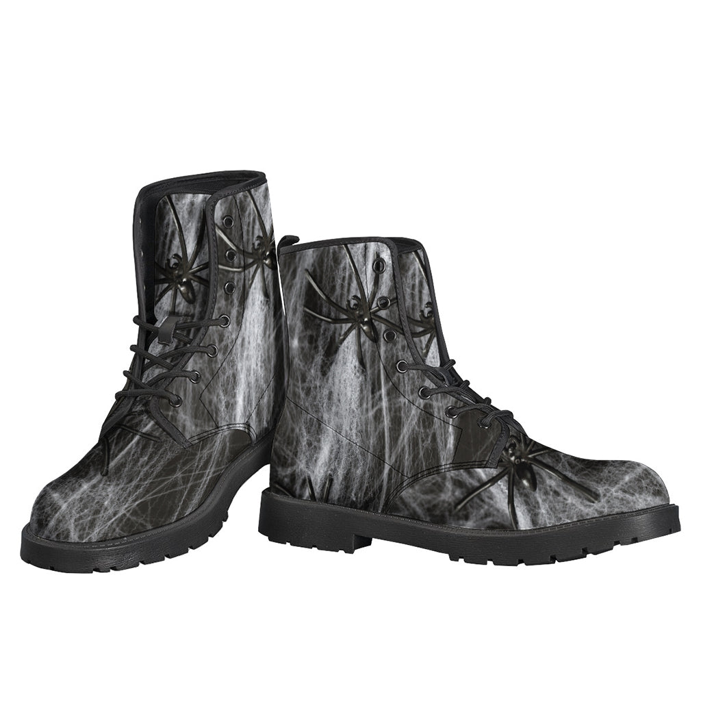 Toy Spiders And Cobweb Print Lace-Up Boots – GearFrost