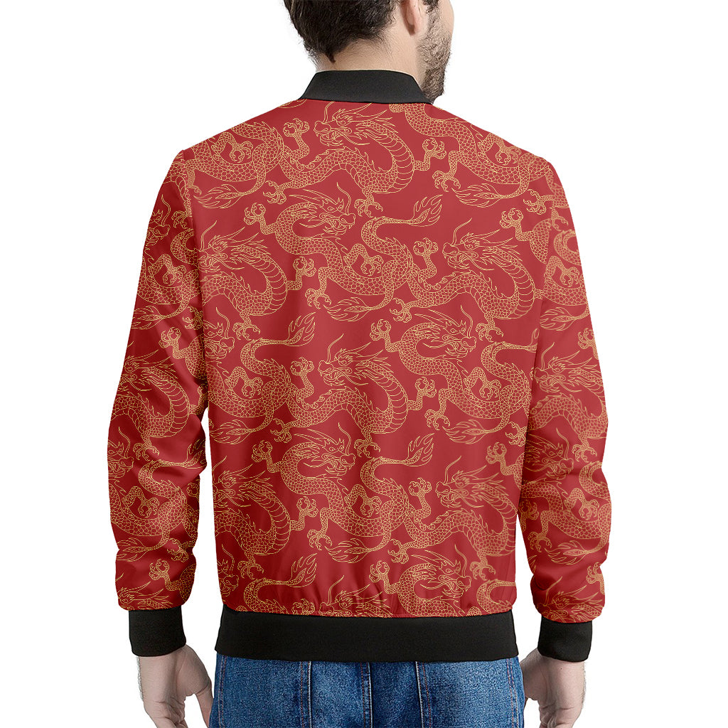 Traditional Chinese Dragon Pattern Print Men's Bomber Jacket – GearFrost