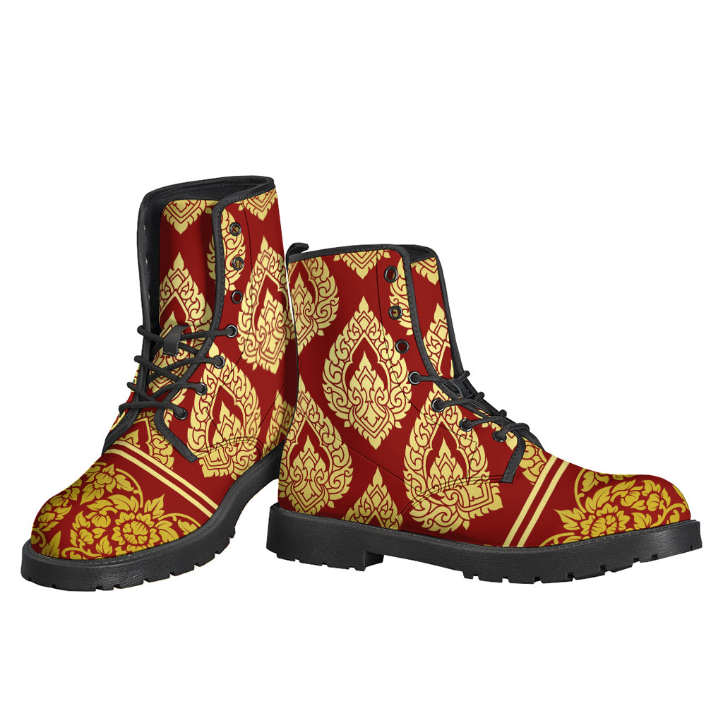 Traditional Thai Pattern Print Lace-Up Boots – GearFrost