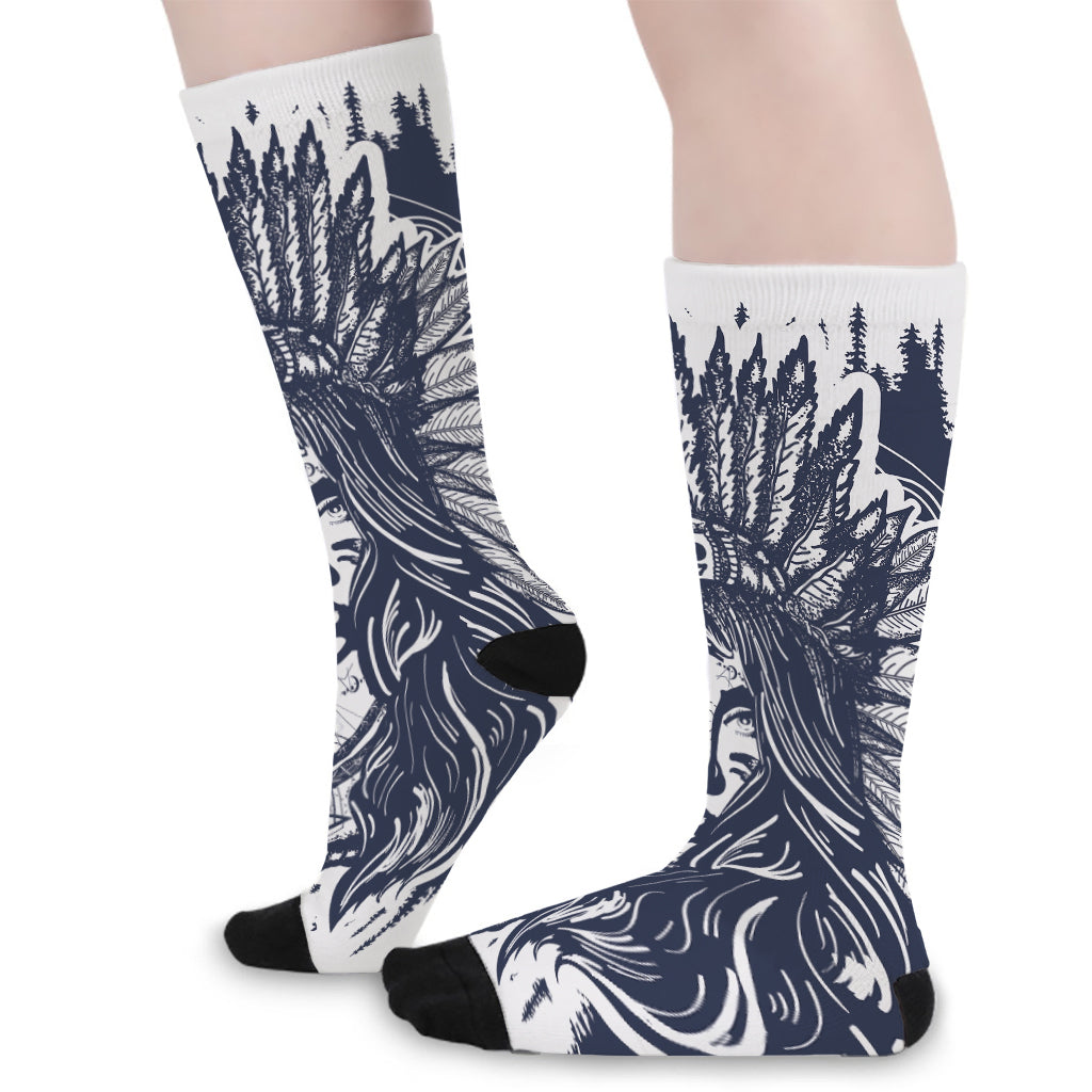 Tribal Native Indian Girl Print Long Socks – GearFrost