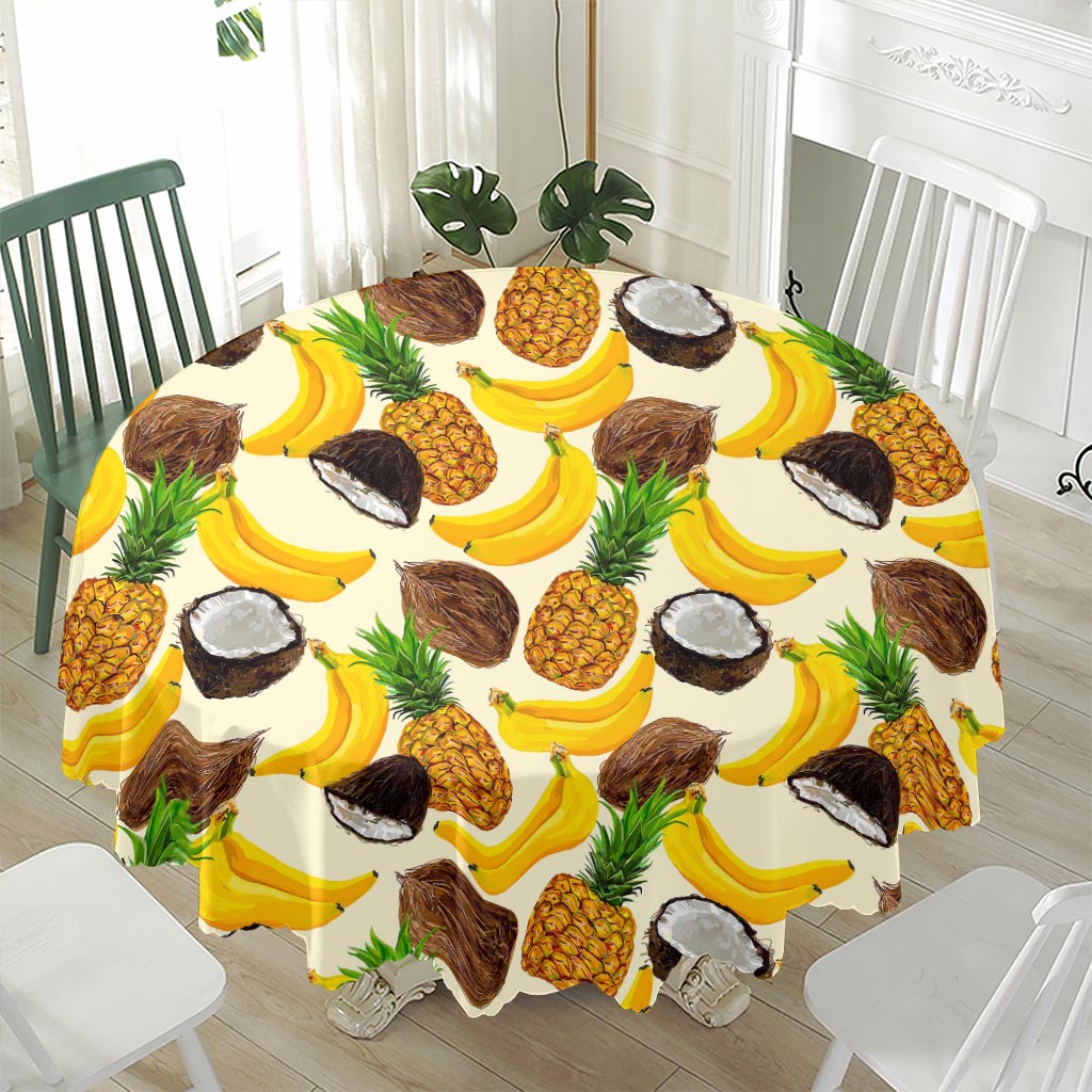 Tropical Fruits Pattern Print Waterproof Round Tablecloth – GearFrost