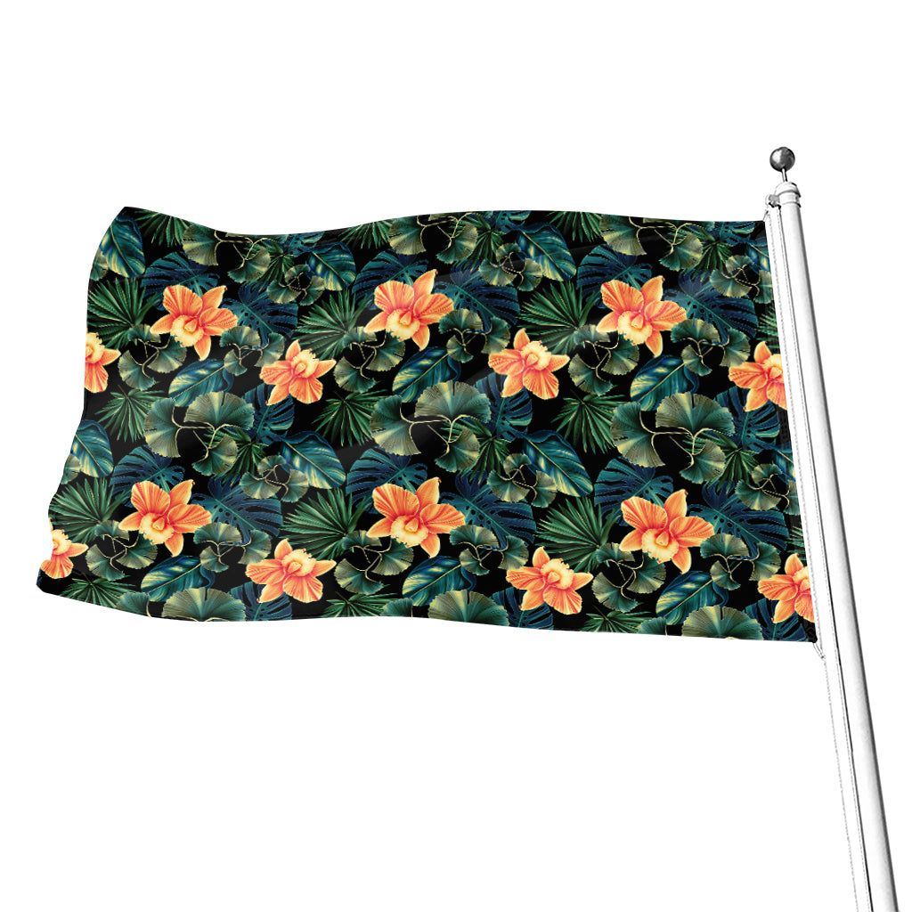 Tropical Leaf And Hawaiian Flower Print Flag – GearFrost
