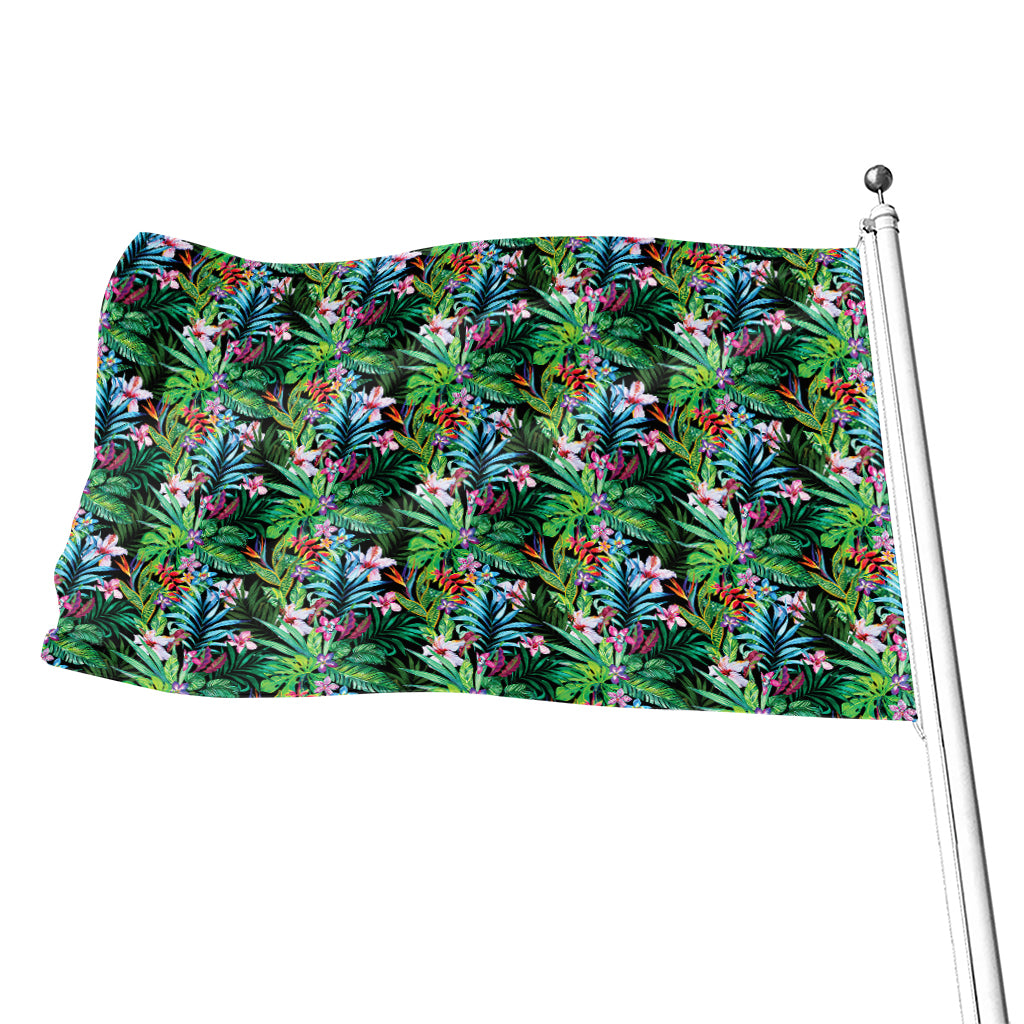 Tropical Palm And Hibiscus Print Flag – GearFrost
