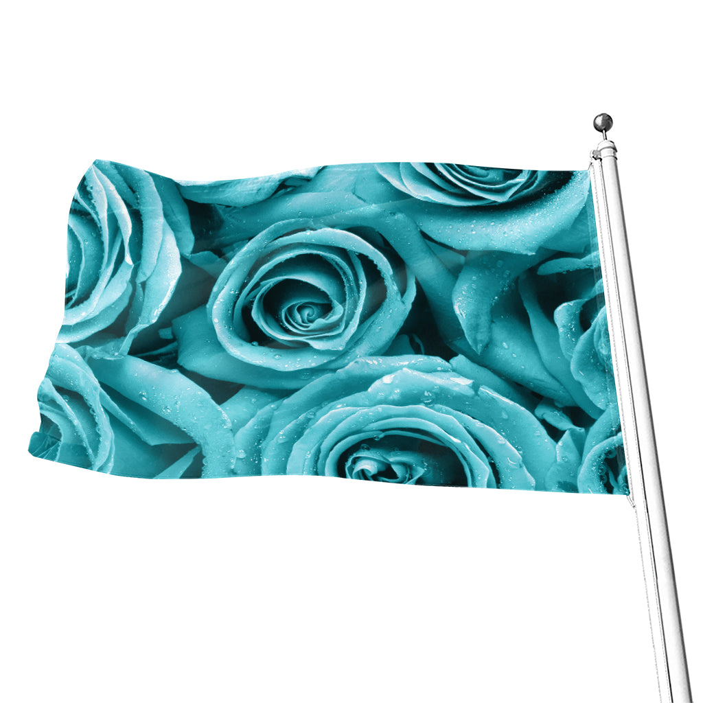 Turquoise Rose Flower Print Flag – GearFrost